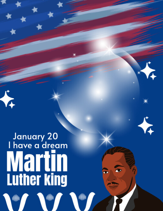 Blue And Redand White Colorful Martin Luther King Day Flyer (us Letter ...