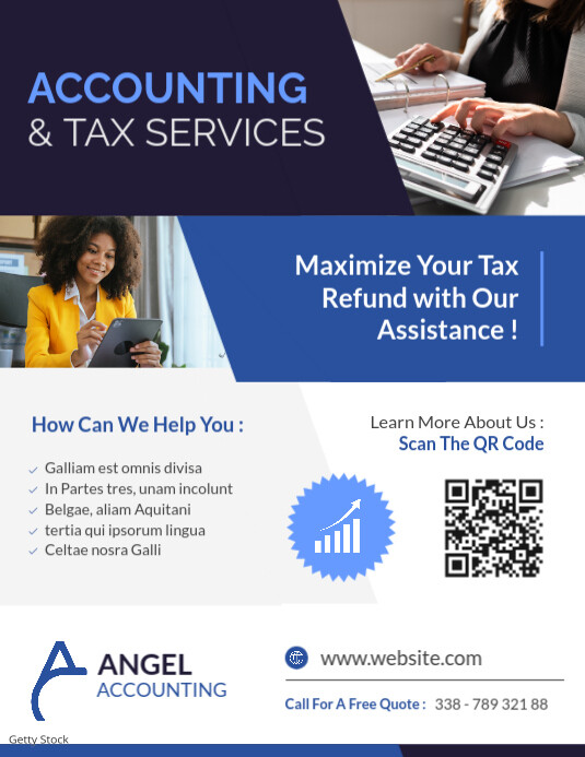 Copy of blue and white accounting and tax services flyer advertisement ...