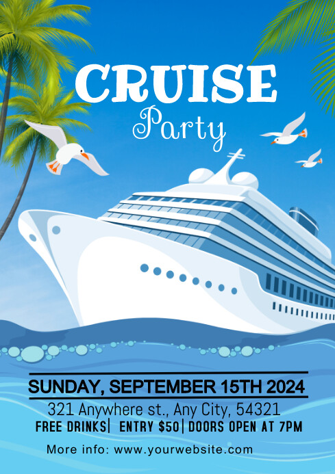 Copy of Blue and white boat cruise flyer | PosterMyWall