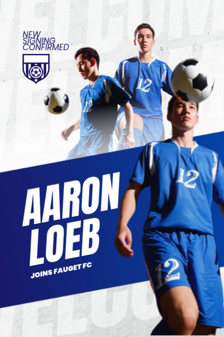 Plantilla de Blue and White Bold Sports Player Announcement Poster ...