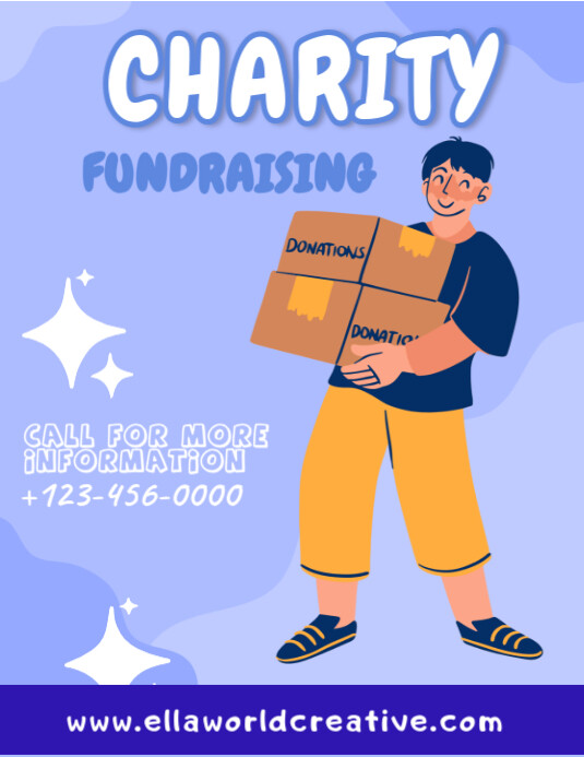 Plantilla de Blue and white charity fundraising | PosterMyWall