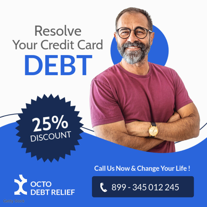blue and white debt relief advertising instagram post template 2025 ...
