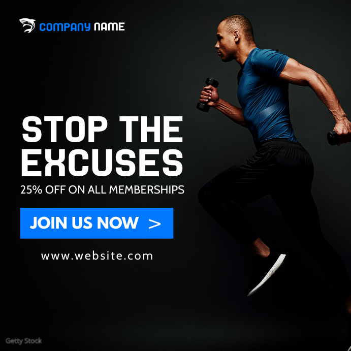 blue and white fitness sporting advertisement Template | PosterMyWall