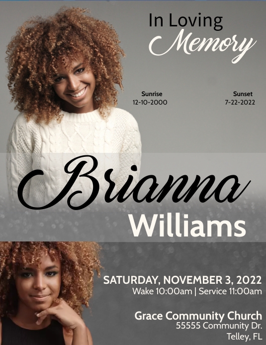 Modèle Dépliant Funéraire Bleu Et Blanc (1) | PosterMyWall