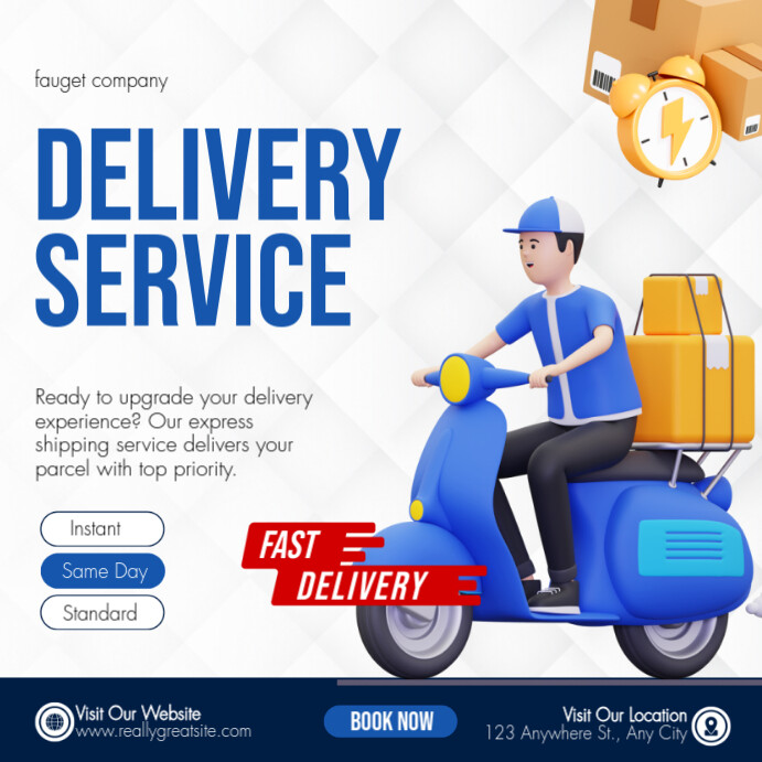 Copy of Blue and White Illustrated Delivery Service Facebook Post ...