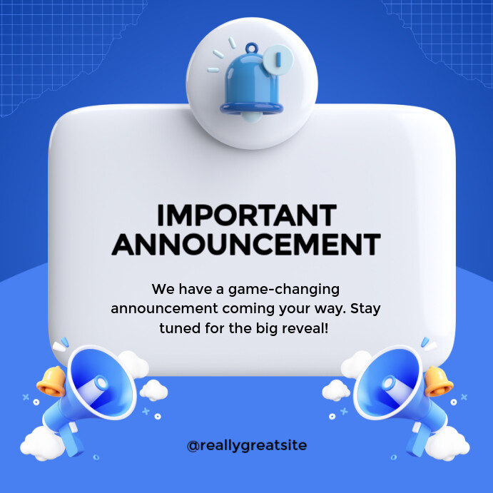 Blue And White Illustrative Important Announcement Instagram Post ...