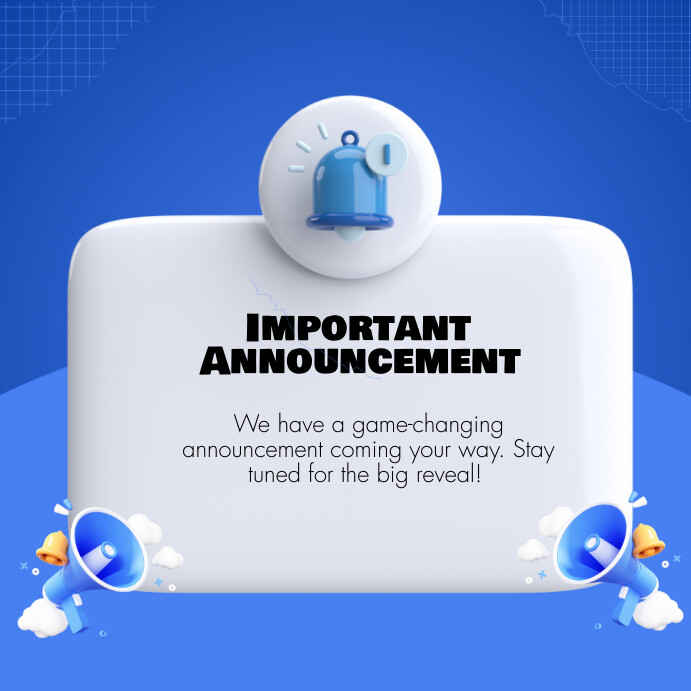 Blue And White Illustrative Important Announc Template | PosterMyWall