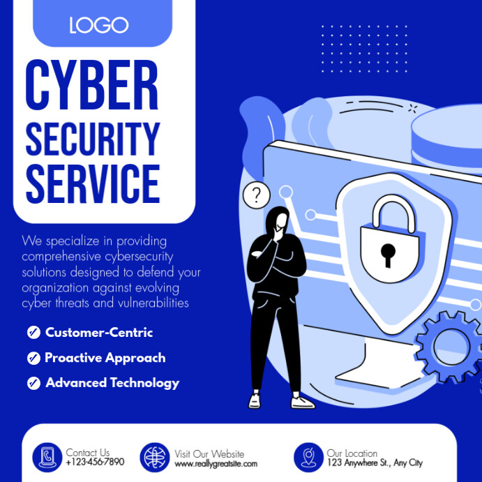Plantilla de Blue and White Minimalist Cyber Security Services ...