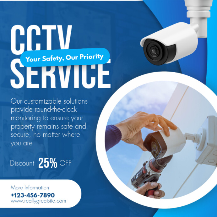 Copia de Blue and White Modern CCTV Service Instagram Post | PosterMyWall
