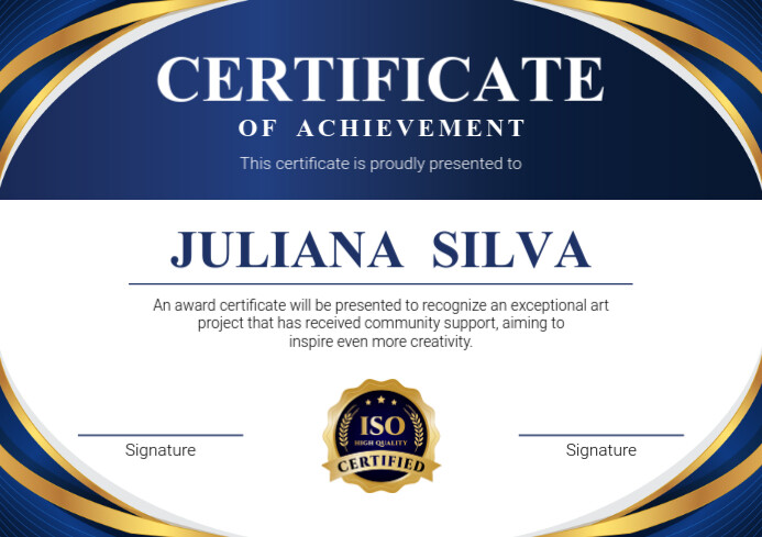 Blue And White Modern Certificate of Achievement Template | PosterMyWall