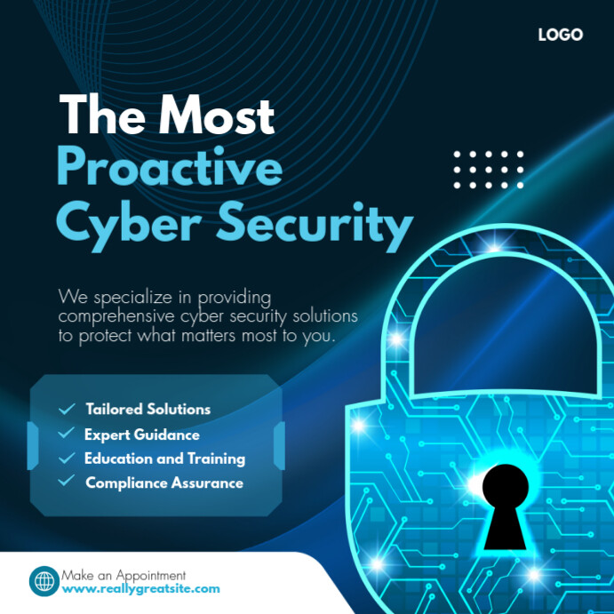 Blue and White Modern Cyber Security Instagram Post Template | PosterMyWall