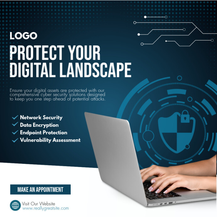 Blue and White Modern Cyber Security Service Instagram Post Template ...
