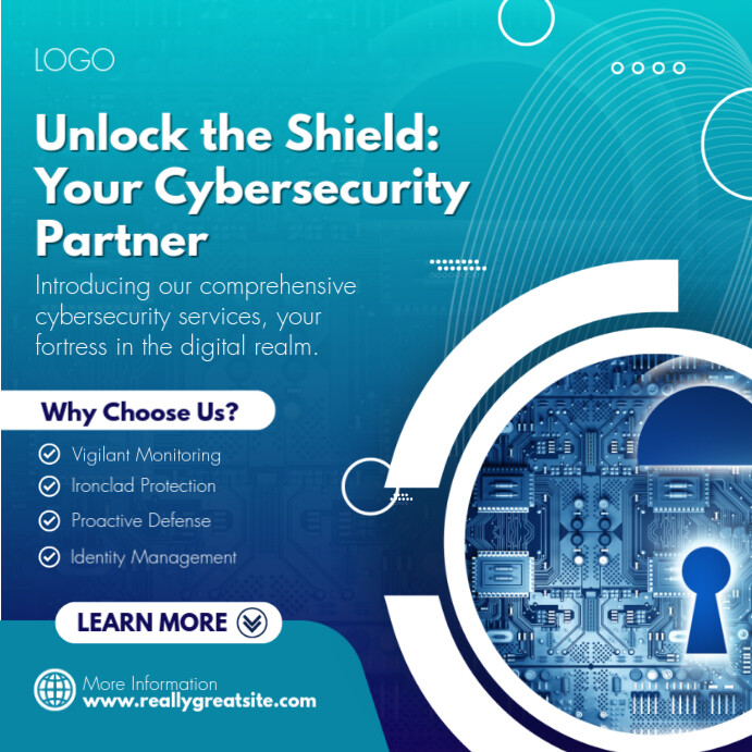 Blue And White Modern Cyber Security Services Instagram Post Template ...