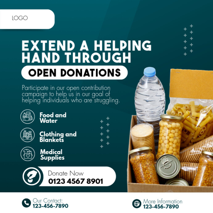 Blue And White Modern Extend a Helping Hand through Open Donations ...