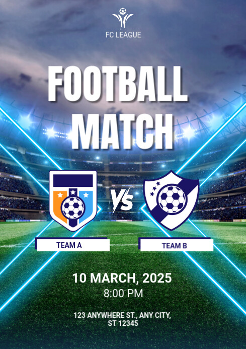 Copy of Blue And White Modern Football Match Poster | PosterMyWall