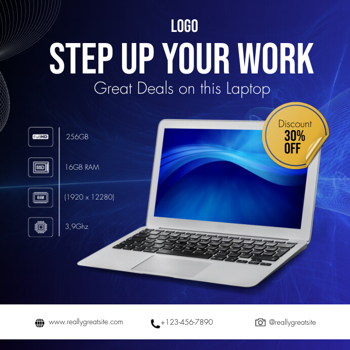 Blue And White Modern Great Deals On This Lap Template | PosterMyWall