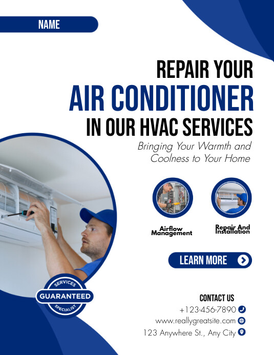 Copy of Blue And White Modern HVAC Services Poster | PosterMyWall