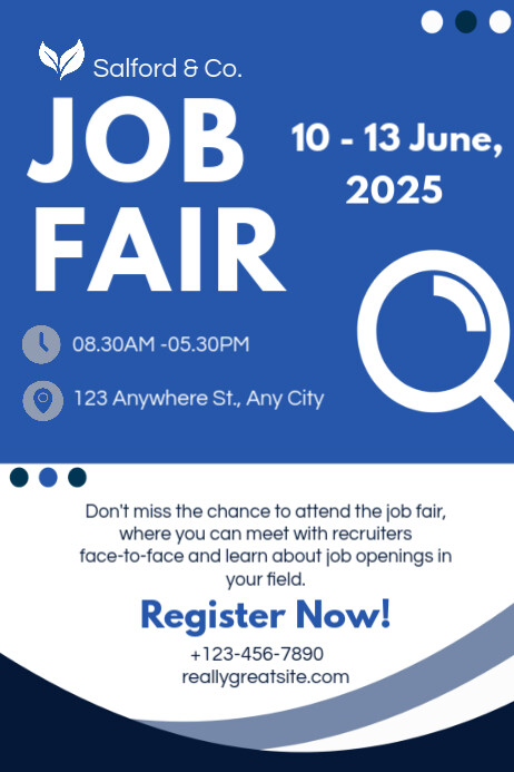 Blue and White Modern Illustrated Job Fair Poster Template | PosterMyWall