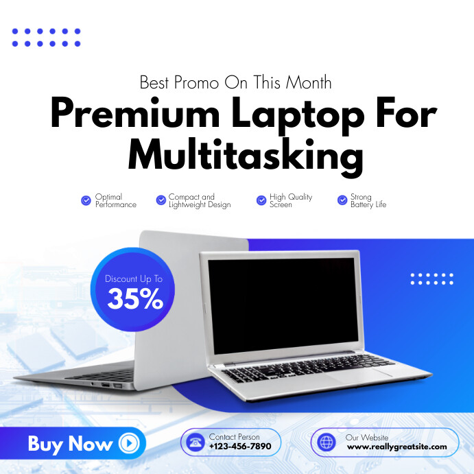 Blue and White Modern Laptop Promotion Instag Template | PosterMyWall