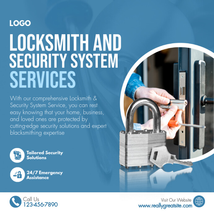 Copy of Blue and White Modern Locksmith and Security System Services ...