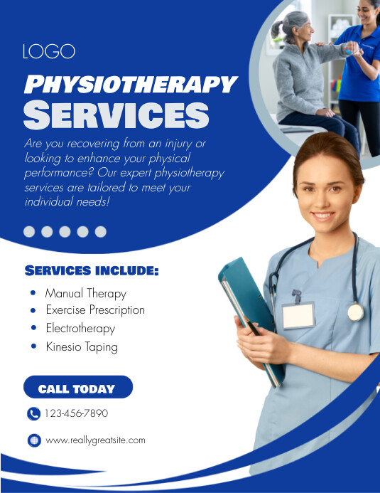 Copy of Blue and White Modern Physiotherapy Services | PosterMyWall