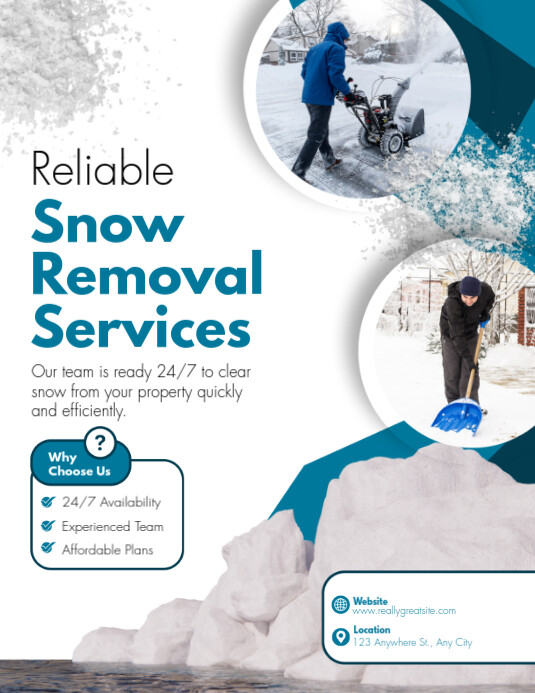 Blue and White Modern Snow Removal Poster Templat | PosterMyWall
