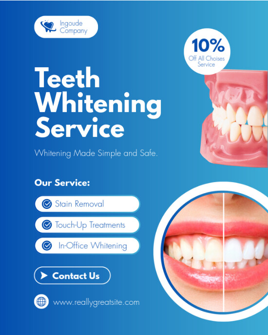 Blue and White Modern Teeth Whitening Service Instagram Post Modelo ...
