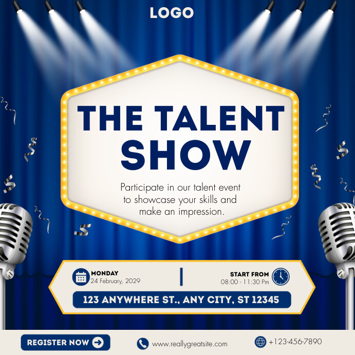 Blue And White Modern The Talent Show Instagr Templat | PosterMyWall