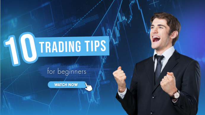 Blue and White Modern Trading Tips Youtube Thumbnail Template | PosterMyWall