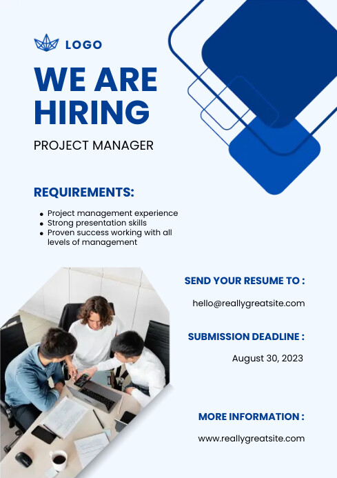 Blue and White Modern We Are Hiring Document Template | PosterMyWall