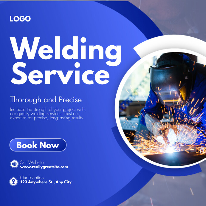 Blue and White Modern Welding Service Instagr Template | PosterMyWall