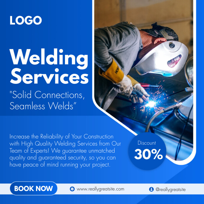 Modèle Blue and White Modern Welding Services Instag | PosterMyWall