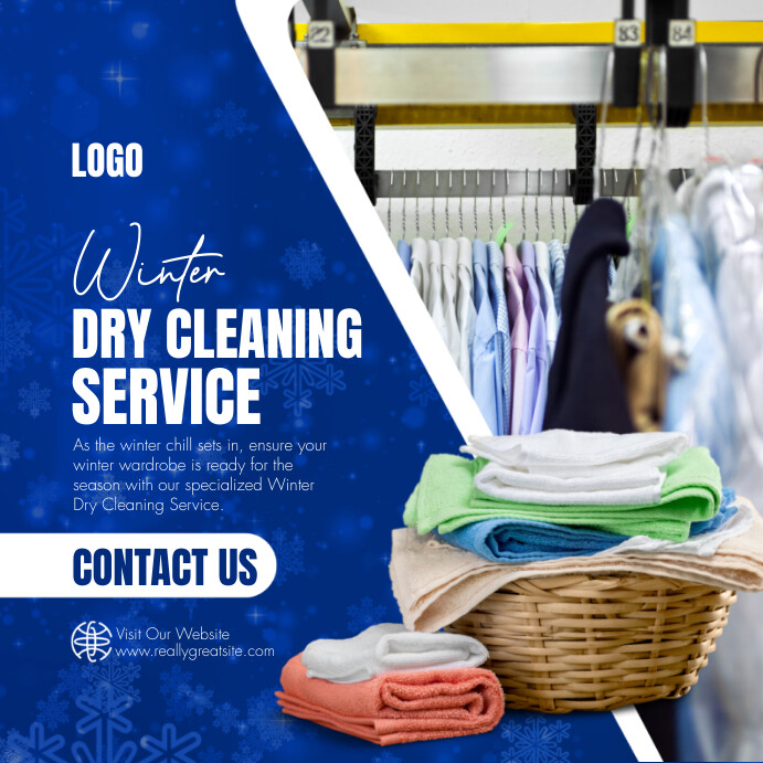 Blue and White Modern Winter Dry Cleaning Ser Template | PosterMyWall