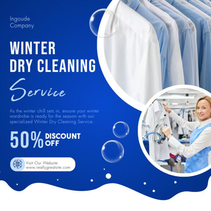 Copy of Blue and White Modern Winter Dry Cleaning Service Instagram ...