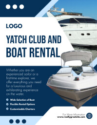 White And Blue Modern Boat Rental Flyer Template | PosterMyWall