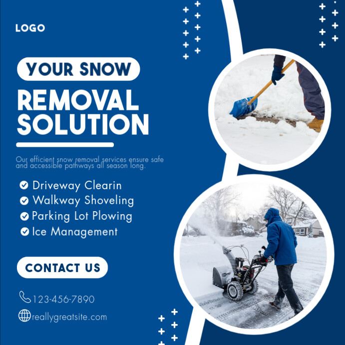Blue And White Modern Your Snow Removal Solution Instagram Post ...