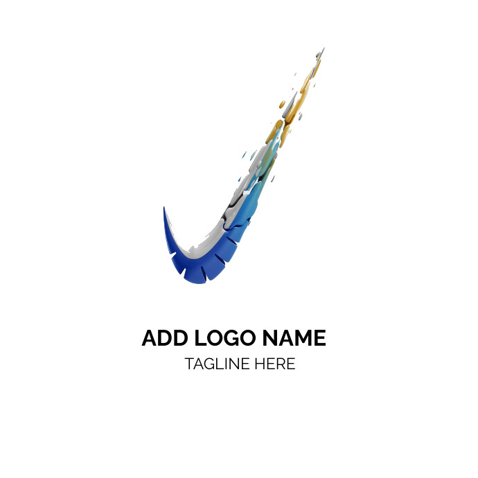blue and white Nike logo, Nike Logo Swoosh Br Template | PosterMyWall