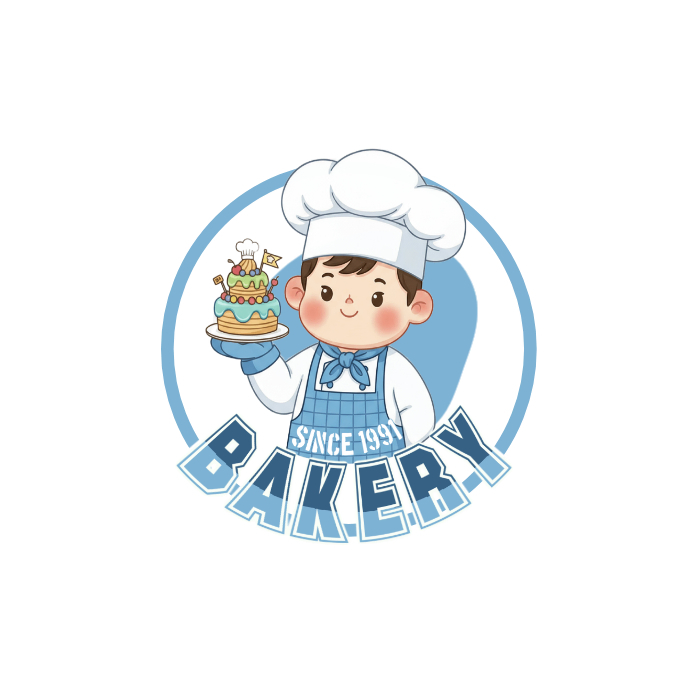 Blue and White Professional and Illustrative Bakery Logo Template ...