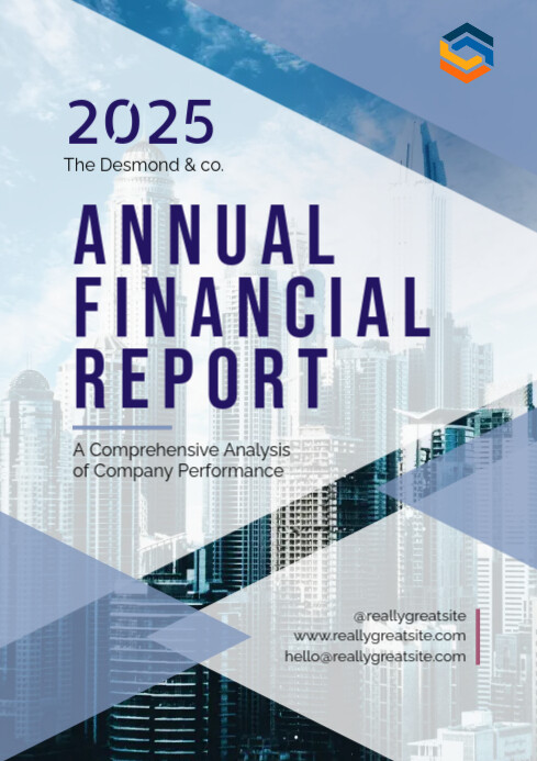 Blue and White Professional Simple Financial Report Cover A4 Template ...