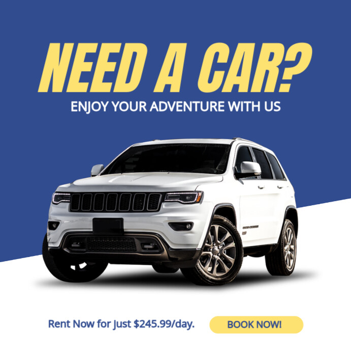 Copy of Blue and White Simple Car Rental Business Instagram Post ...