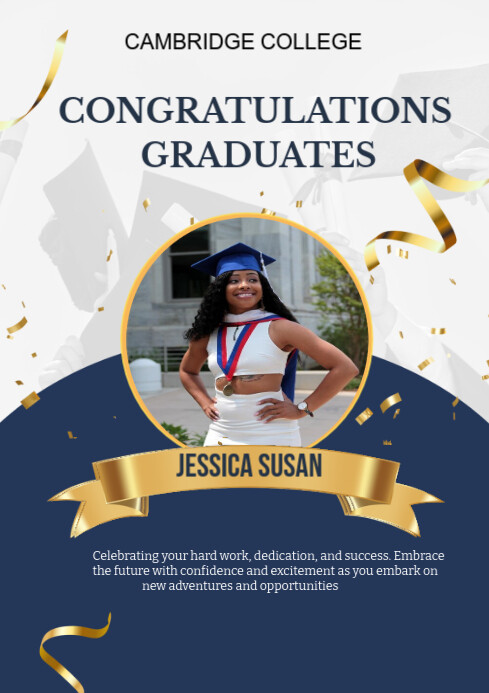 Blue and White Simple Congratulations Poster (Double-Sided - A3 ...