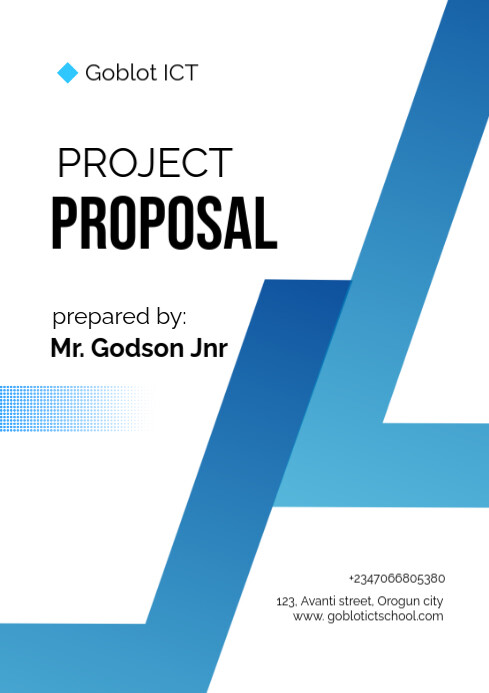 Copy of Blue and White Simple Modern Project Proposal Cover A4 Document ...