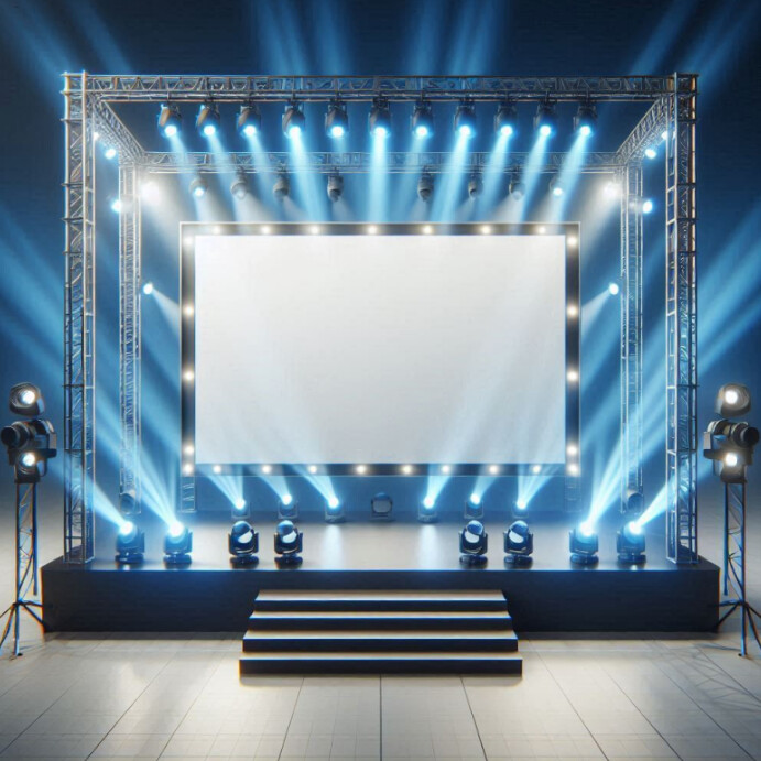 Blue and white stage spotlight billboard mock Template | PosterMyWall