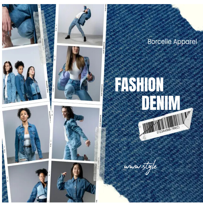 Blue and White Texture Collage Denim Template | PosterMyWall
