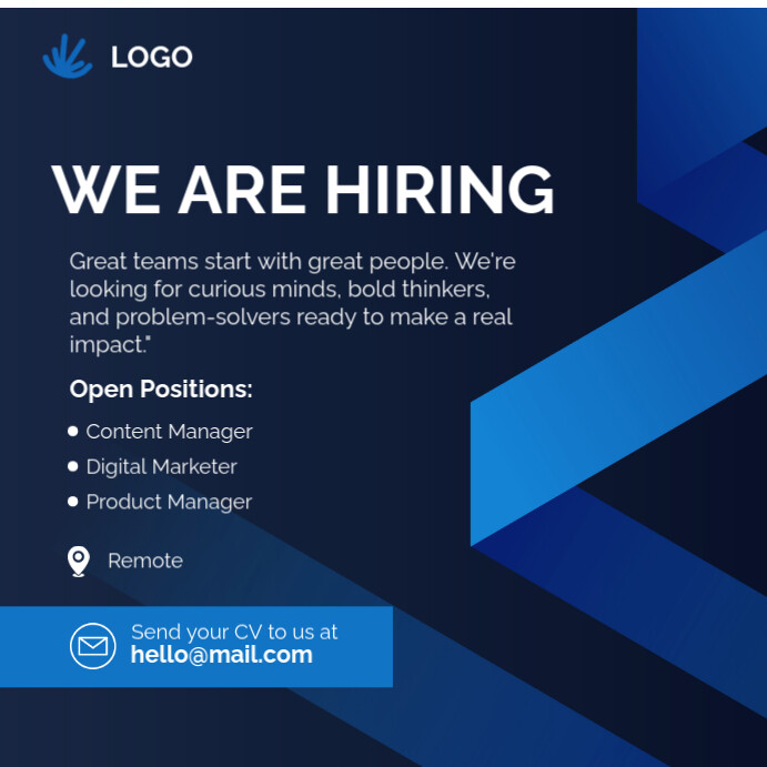Copy of Blue and White We are Hiring Modern Poster | PosterMyWall