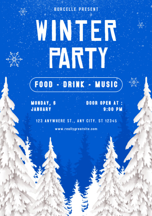 Blue and White Winter Party Flyer Template | PosterMyWall