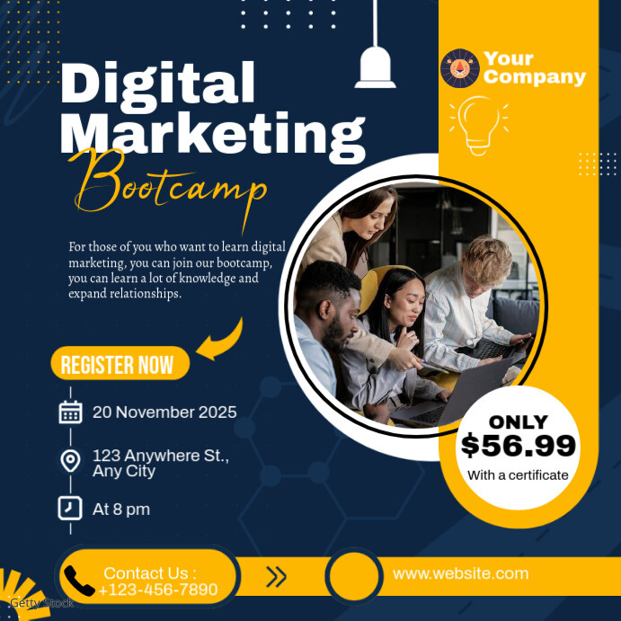 Copy of Blue And Yello Professional Digital Marketing Bootcamp Social ...