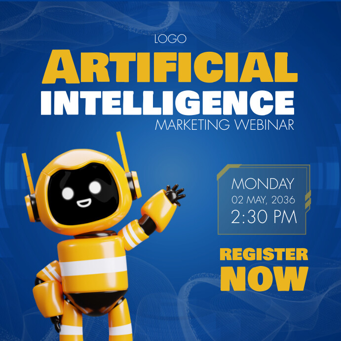 Blue And Yellow Illustrated Artificial Intel Template | PosterMyWall