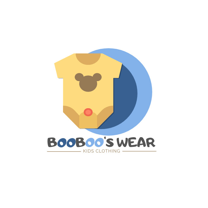 blue and yellow Illustrative Kids wear logo Template | PosterMyWall