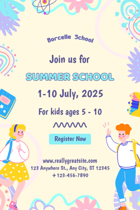 Copy of Blue and Yellow Illustrative Summer School Poster | PosterMyWall